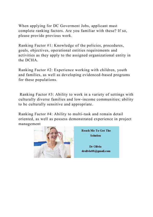 When applying for DC Goverment Jobs, applicant must complete ranking.docx