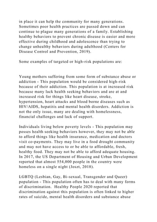 When assessing community health issues, it is important to identify .docx