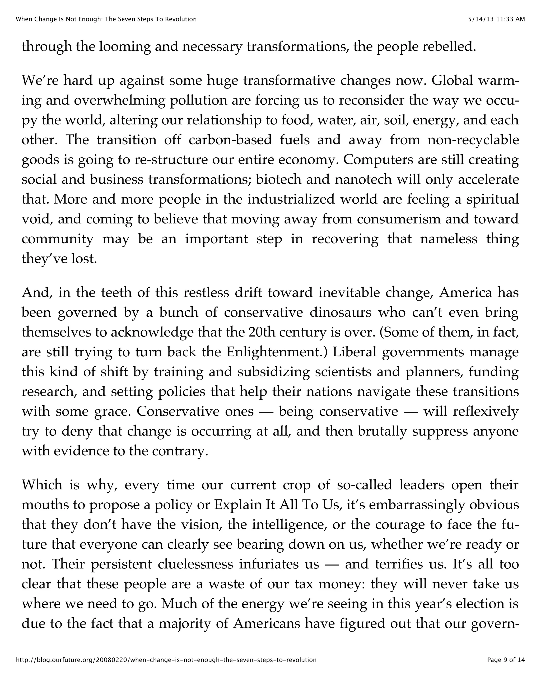 When change is not enough: the seven steps to revolution | PDF