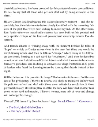 When change is not enough: the seven steps to revolution | PDF