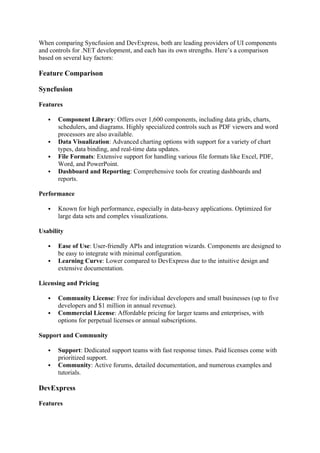 When comparing Syncfusion and DevExpress.docx