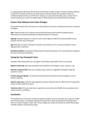 When Does a Parakeets Cere Change Color: What Is a Cere | PDF
