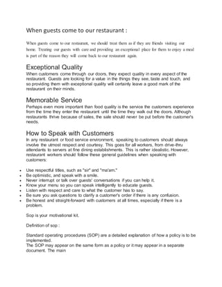 When guests come to your restaurant | DOCX