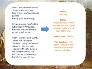 When i am one and twenty | PPTX