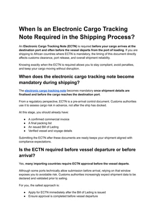 When Is an Electronic Cargo Tracking Note Required in the Shipping ...