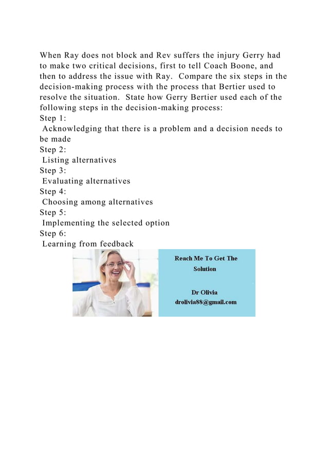 When Ray does not block and Rev suffers the injury Gerry had to make.docx