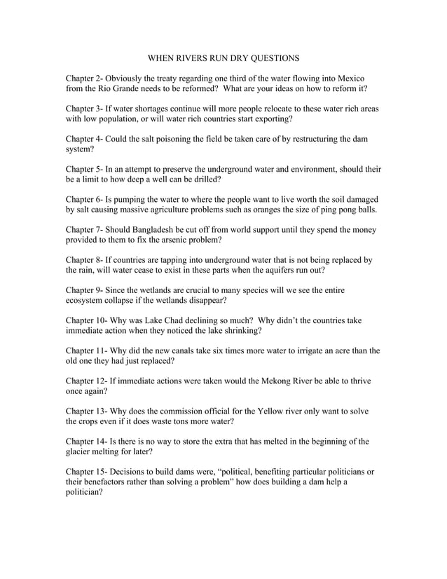 When rivers run dry questions | DOC | Environment | Science