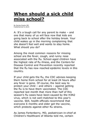 When should a sick child miss school | DOCX