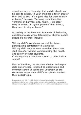 When should a sick child miss school | DOCX