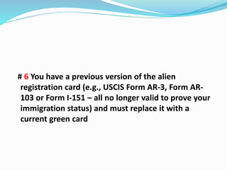 When to replace a green card | PPT