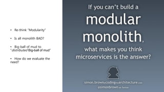 When to stay with modular monoliths over microservices | PDF ...