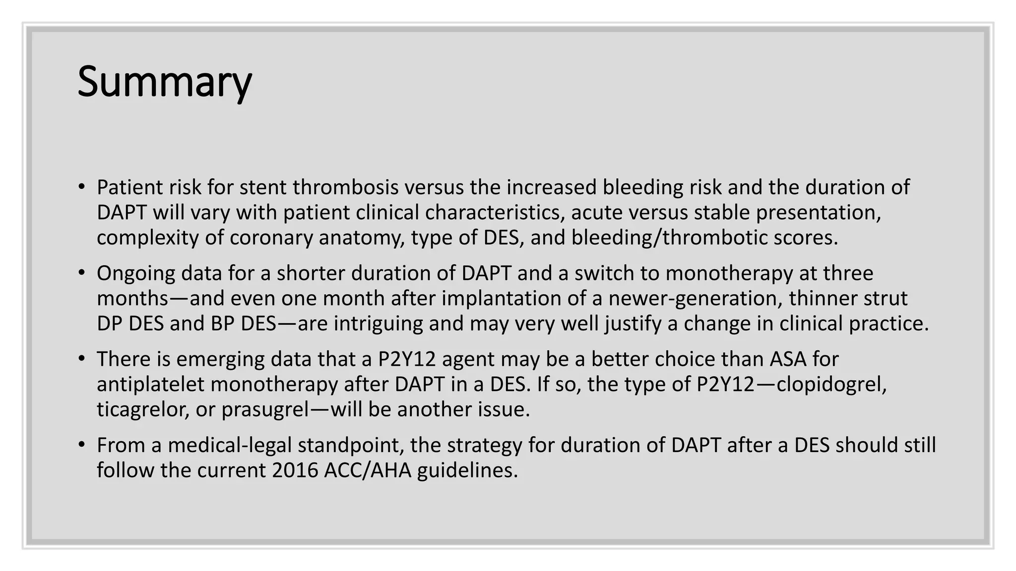 When to switch to antiplatelet monotherapy | PPT