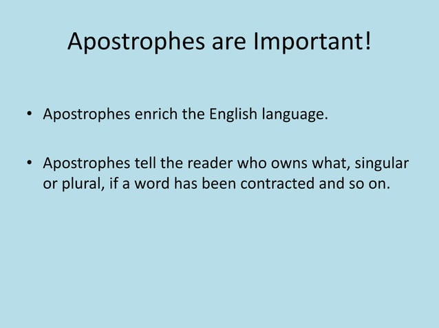 When to Use an Apostrophe | PPT