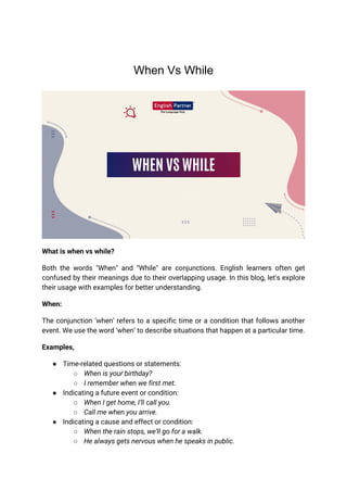 When vs While easy examples with English Partner | PDF