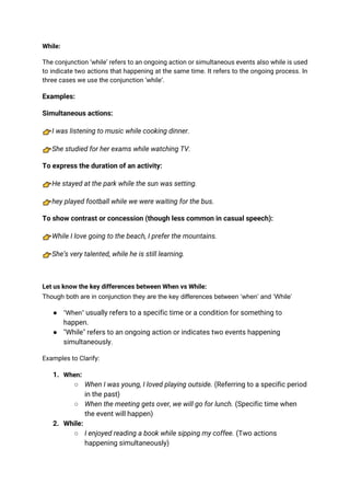 When vs While easy examples with English Partner | PDF