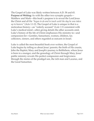 When was Luke written? | PDF
