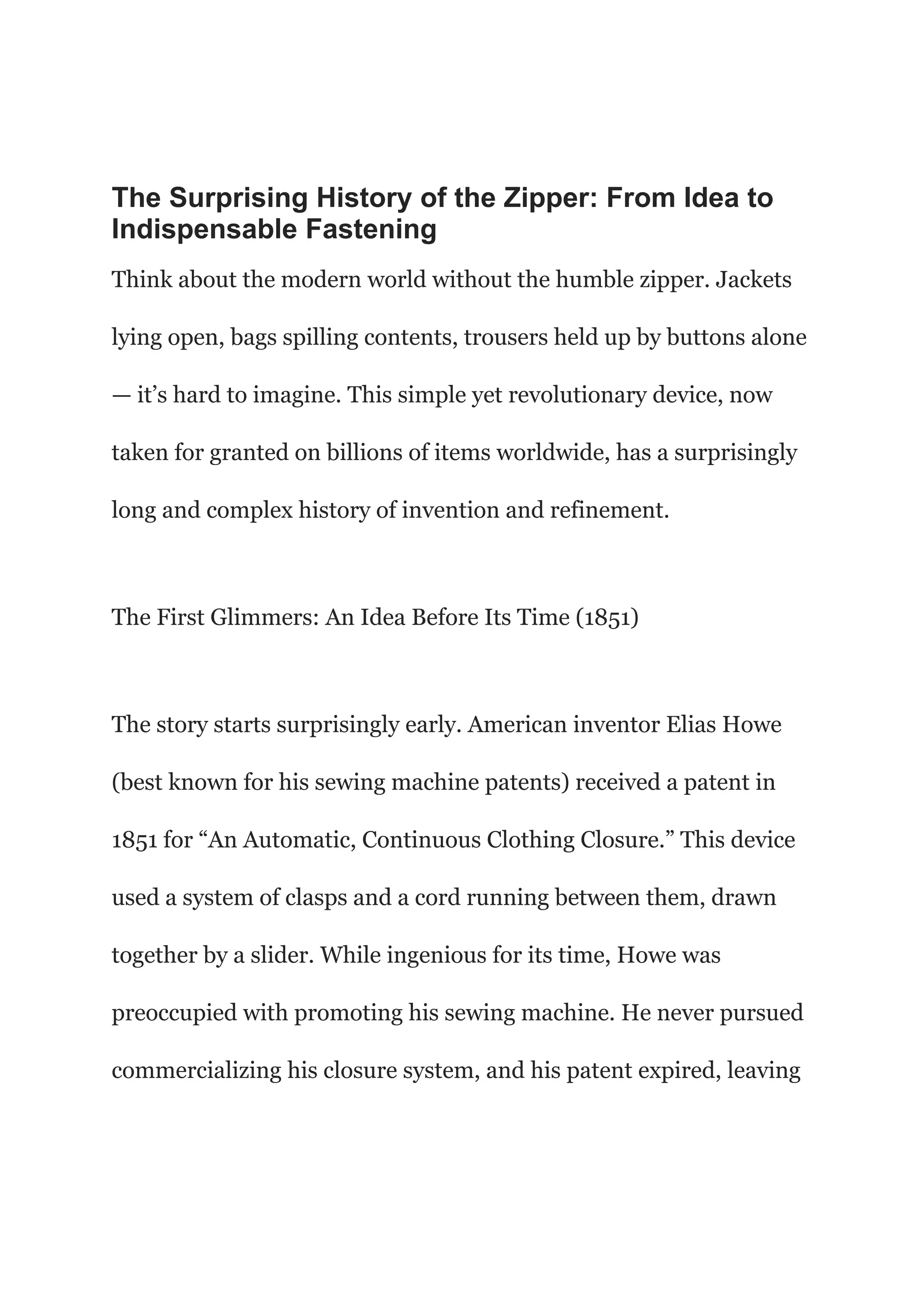 The Surprising History of the Zipper: From Idea to Indispensable ...