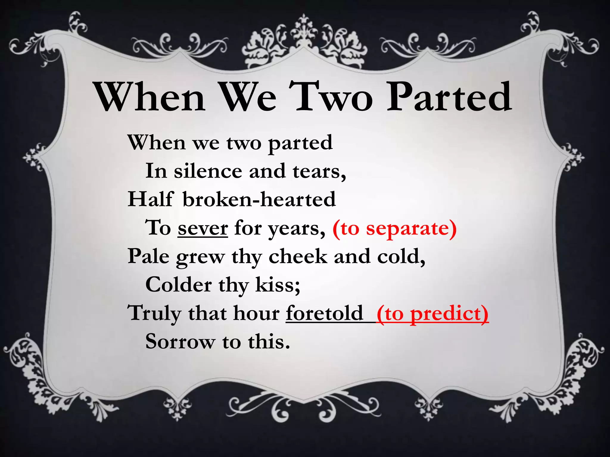 When we two parted lord byron | PPTX