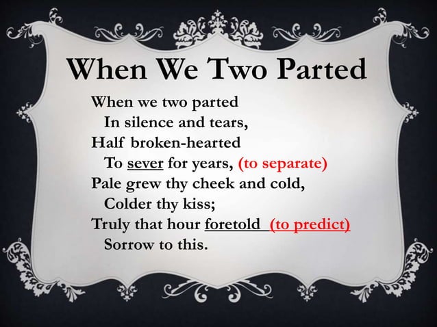 When we two parted lord byron | PPT