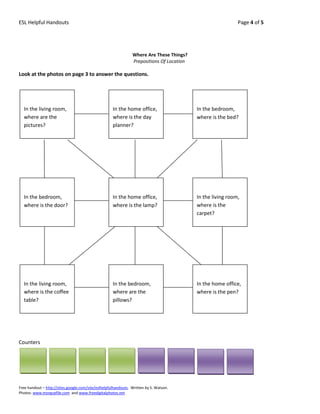 Where Are These Things? - Prepositions Of Location | PDF