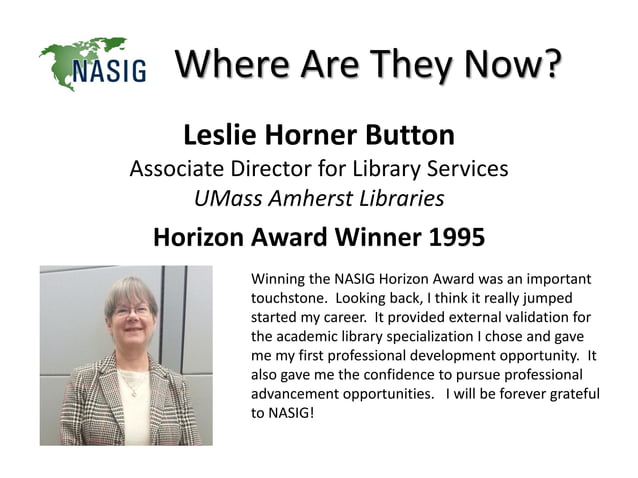 Where are they now? Past NASIG Award Winners | PPT