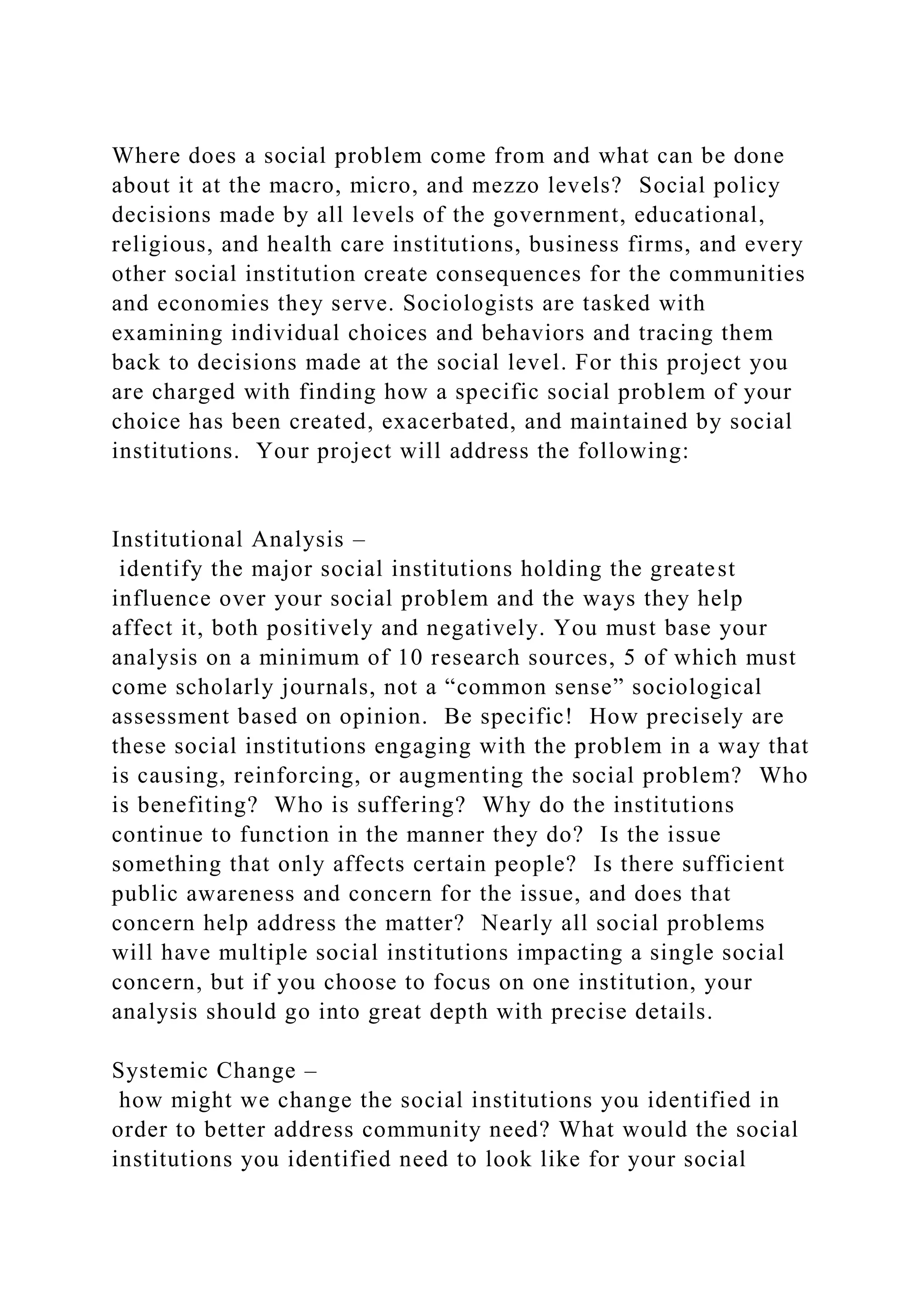 Where does a social problem come from and what can be done about it .docx