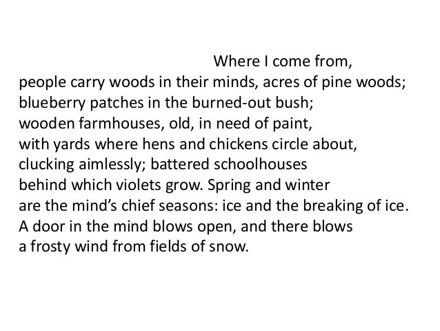 @BscEnglish Where I Come From Elizabeth Brewster