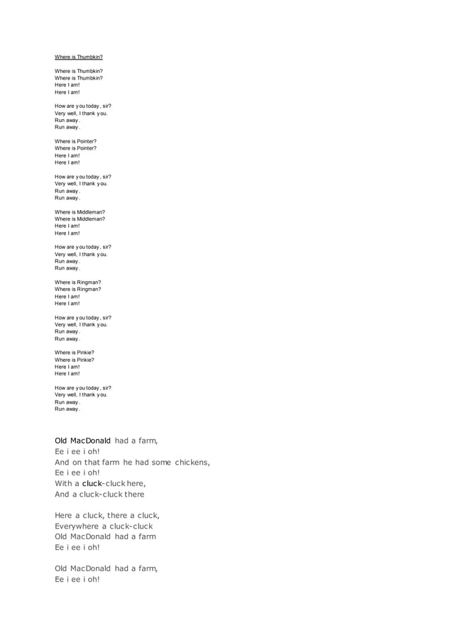 Where is thumbkin | PDF