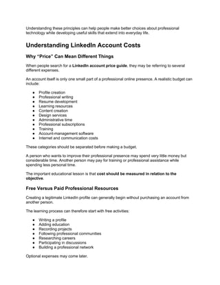Guide to LinkedIn Account Management and Professional Development | DOCX