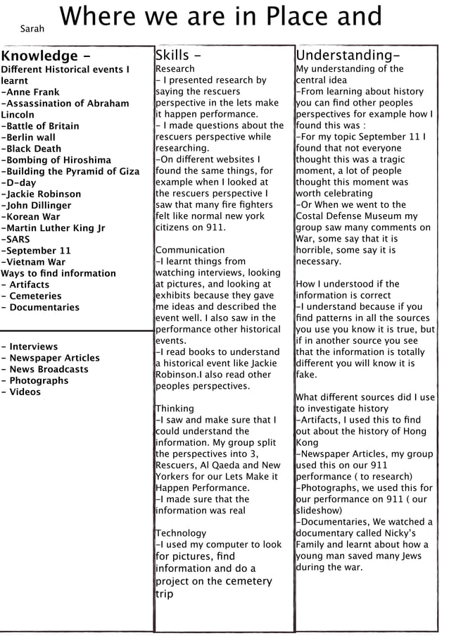 Where we are in place and time reflection | PDF