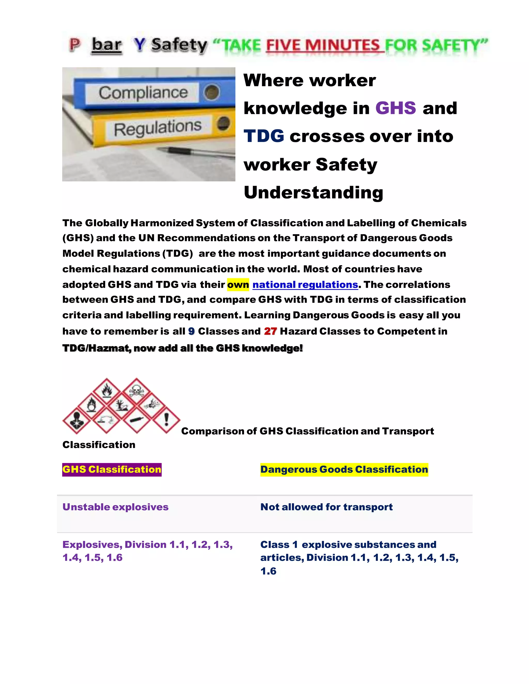 Where worker knowledge in ghs and tdg crosses over into worker safety understanding | DOCX