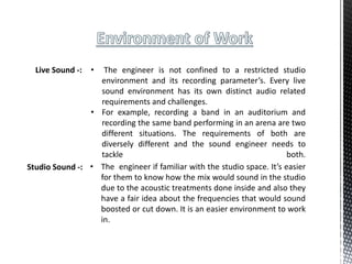 Studio vs Live Sound Engineering | PPTX
