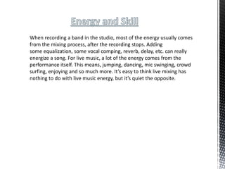 Studio vs Live Sound Engineering | PPTX