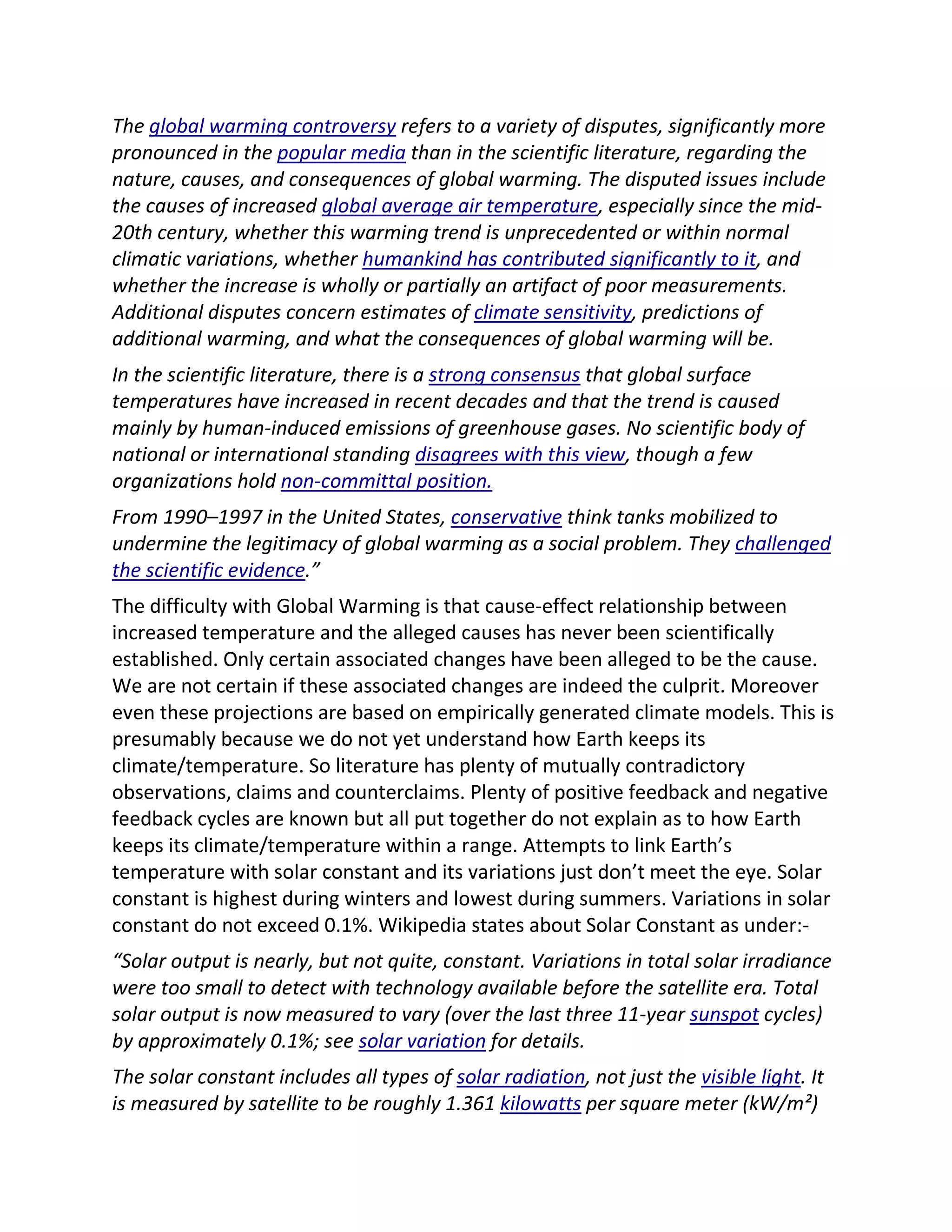 Whether or not global warming is real | DOCX | Weather | Science