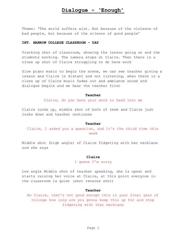 Script with dialogue | PDF