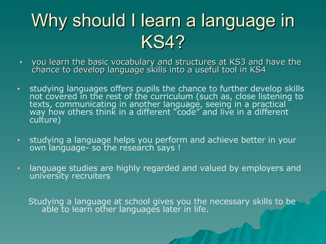 Which Languages Can I Choose At Ks4 | PPT