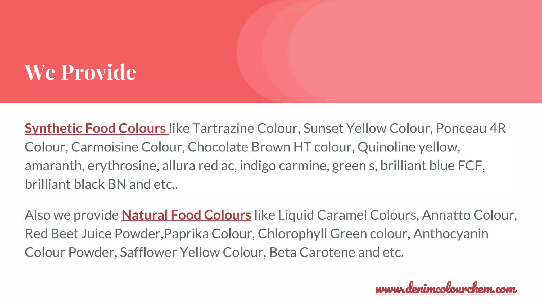 Which are the different types of natural & synthetic food colors | PPTX