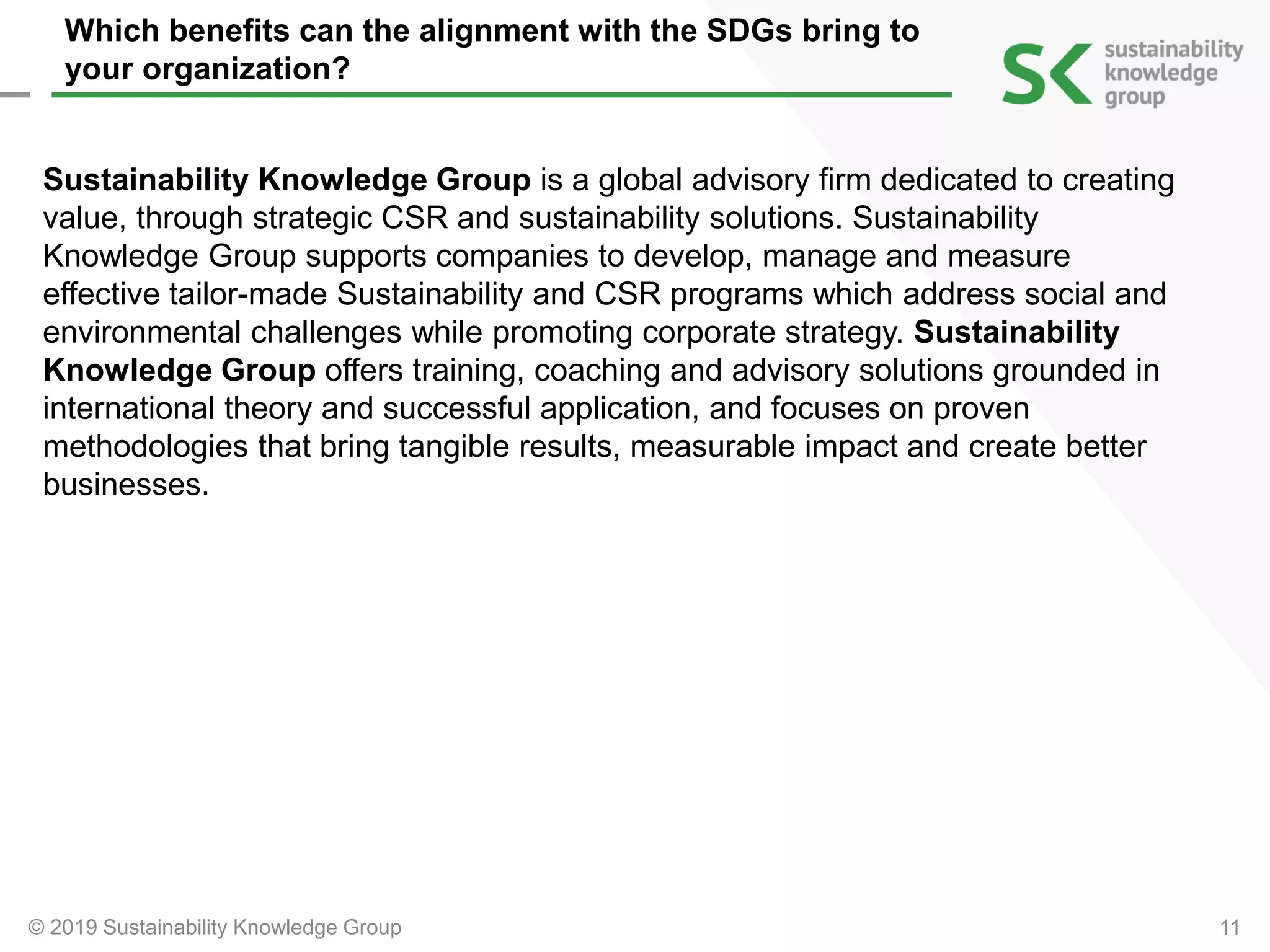 Which benefits can the alignment with the SDGs bring to your ...