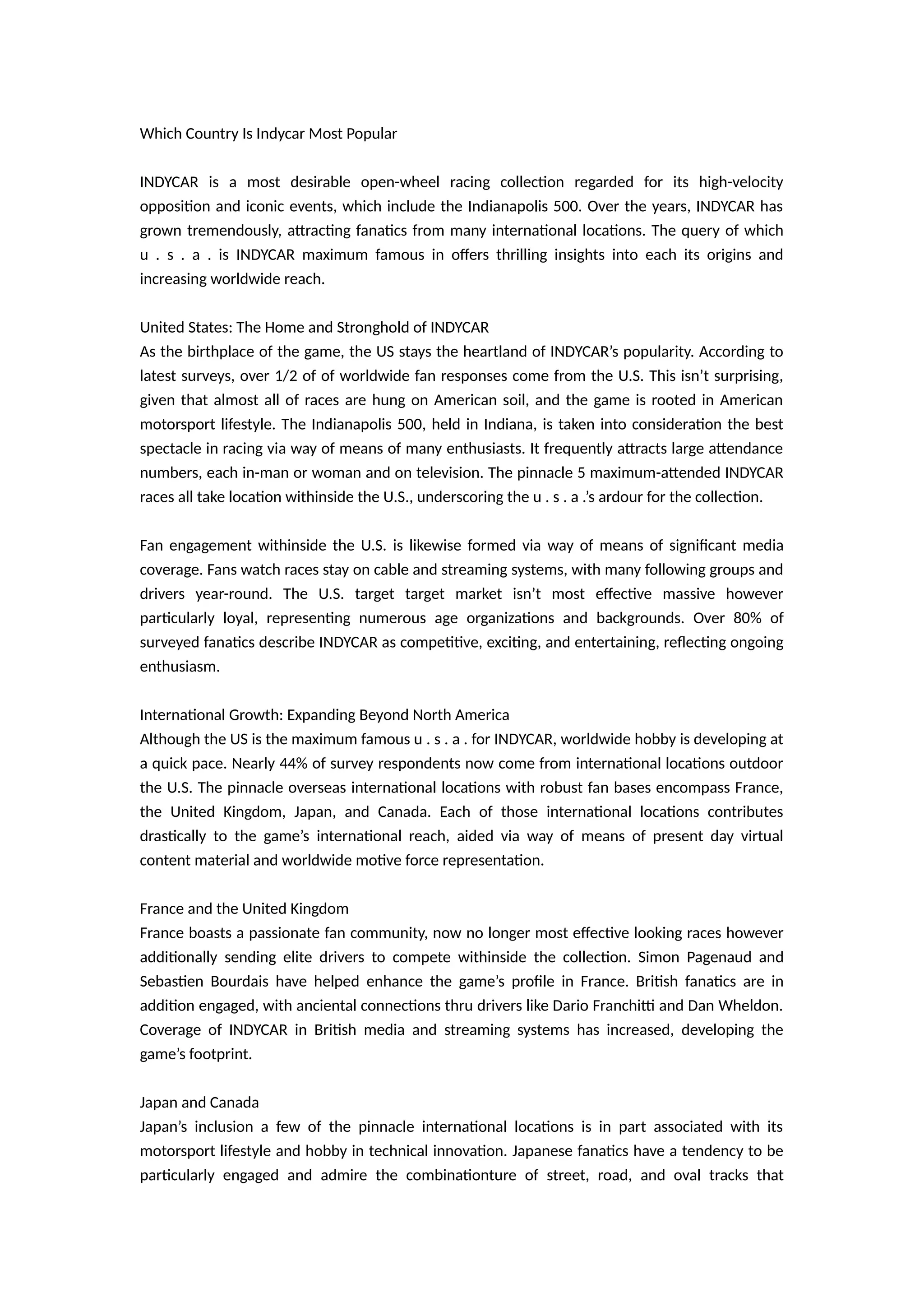 Which Country Is Indycar Most Popular.docx