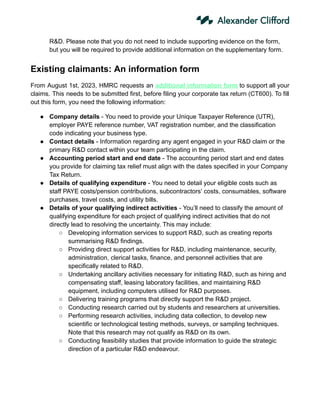 Which documents are required for submitting an R&D claim | PDF