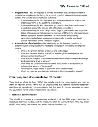 Which documents are required for submitting an R&D claim | PDF