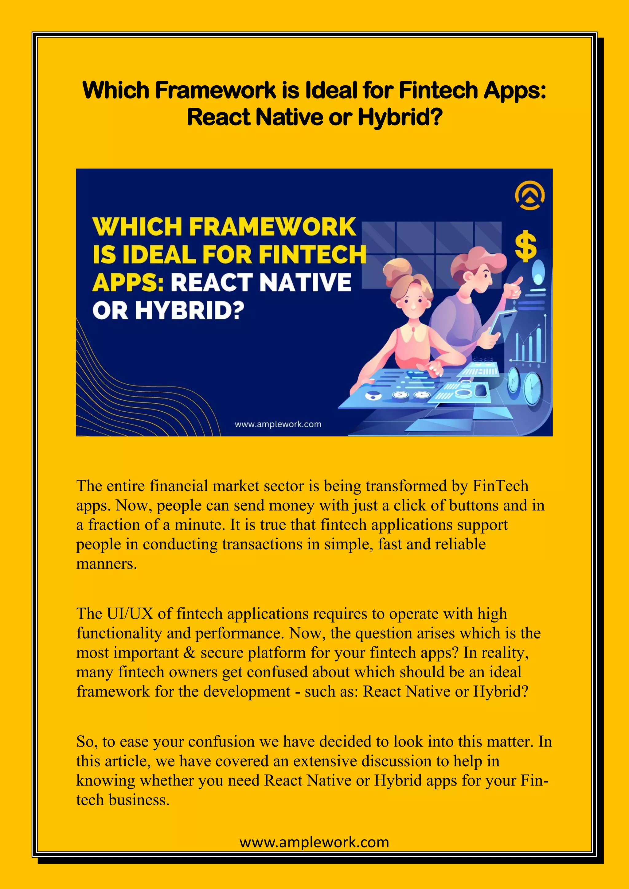 Which Framework is Ideal for Fintech Apps React Native or Hybrid? | PDF