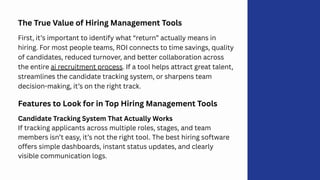 Which Hiring Management Tools Offer the Best ROI? | PDF