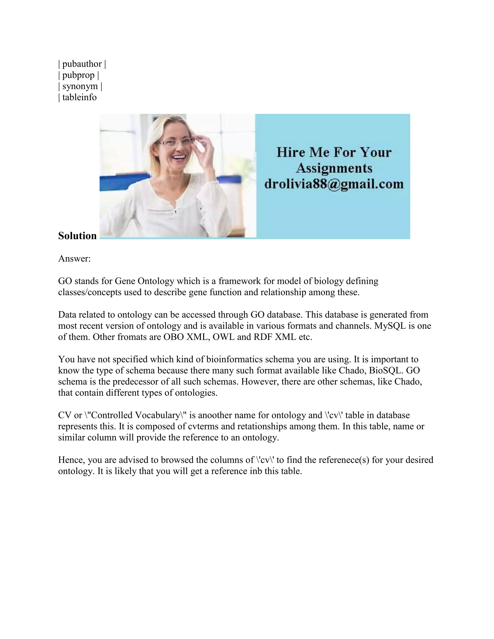 Which ID (cv_id) corresponds to the GO ontology stored in the database.docx | Databases ...