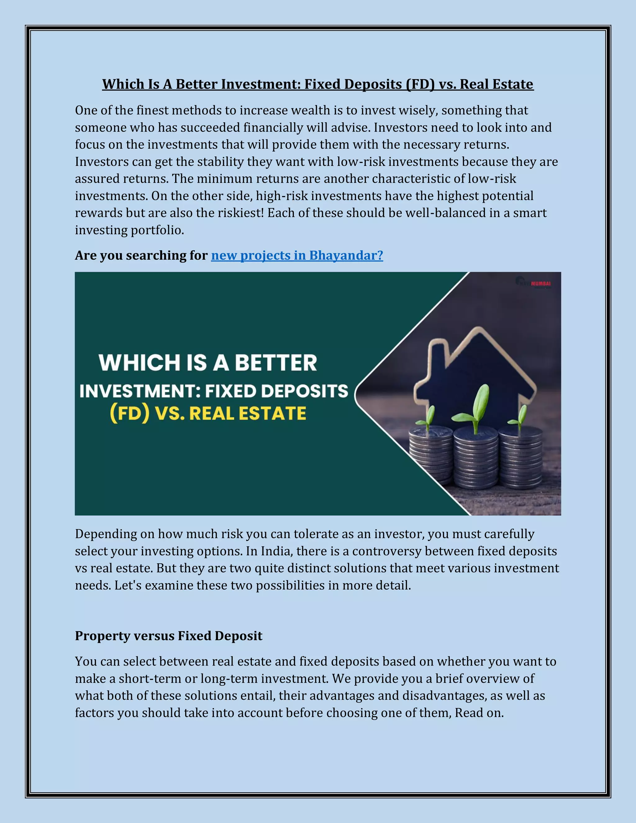 Which is a better investment- Fixed Deposits vs. Real Estate (1).pdf