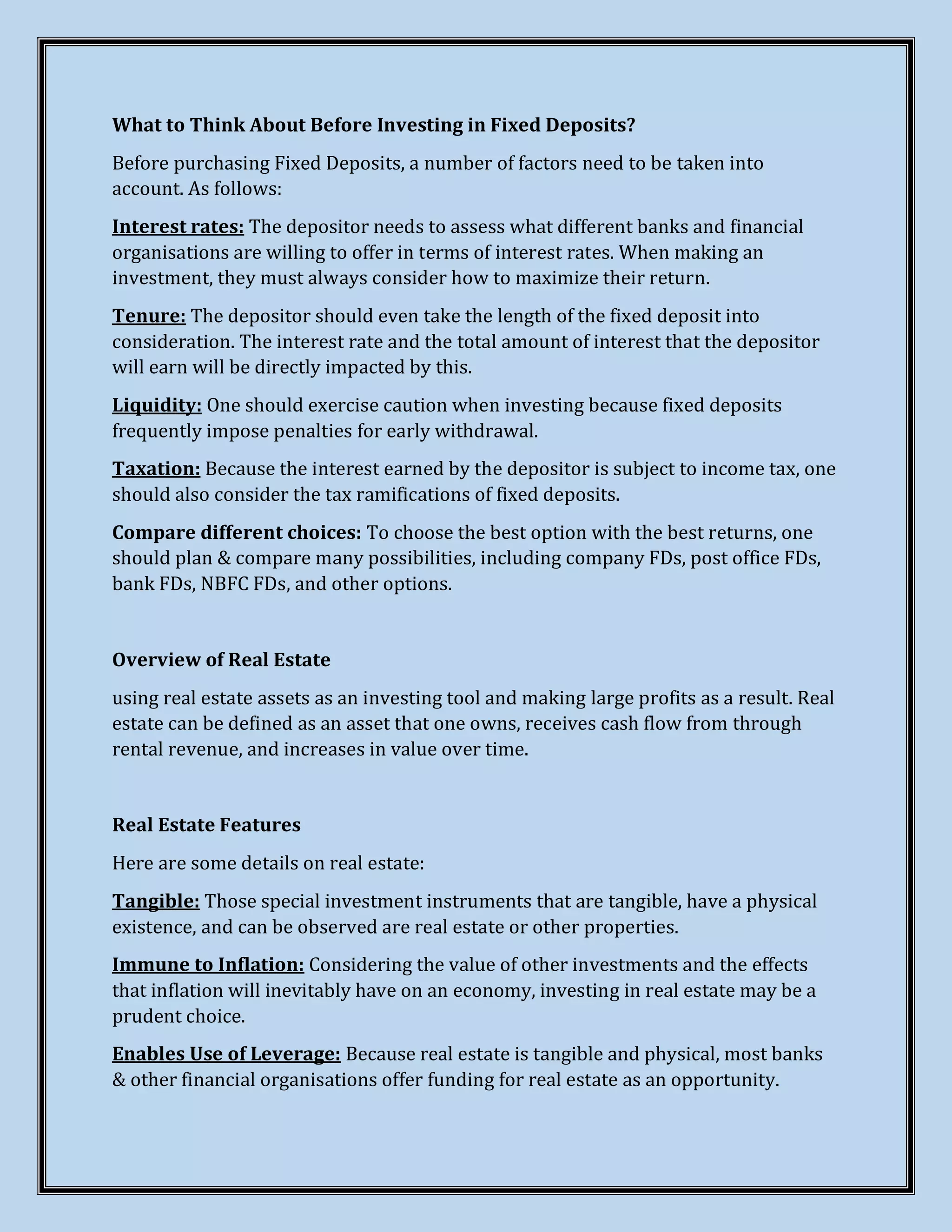 Which is a better investment- Fixed Deposits vs. Real Estate (1).pdf