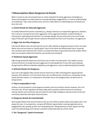 Which is the Most Dangerous Cat Breed in the World | PDF