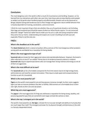 Which is the Most Dangerous Cat Breed in the World | PDF