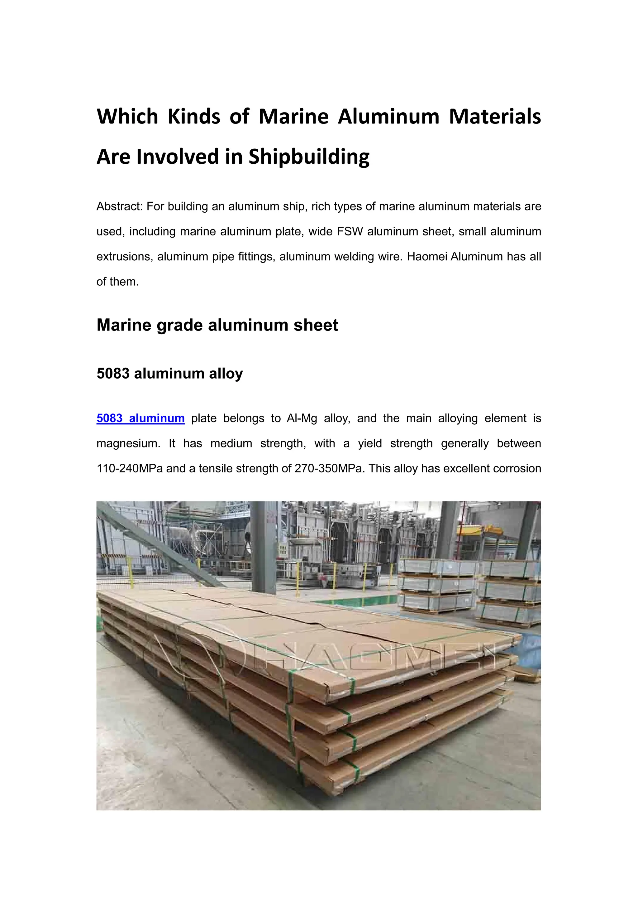 Which kinds of marine aluminum materials are involved in Shipbuilding | PDF