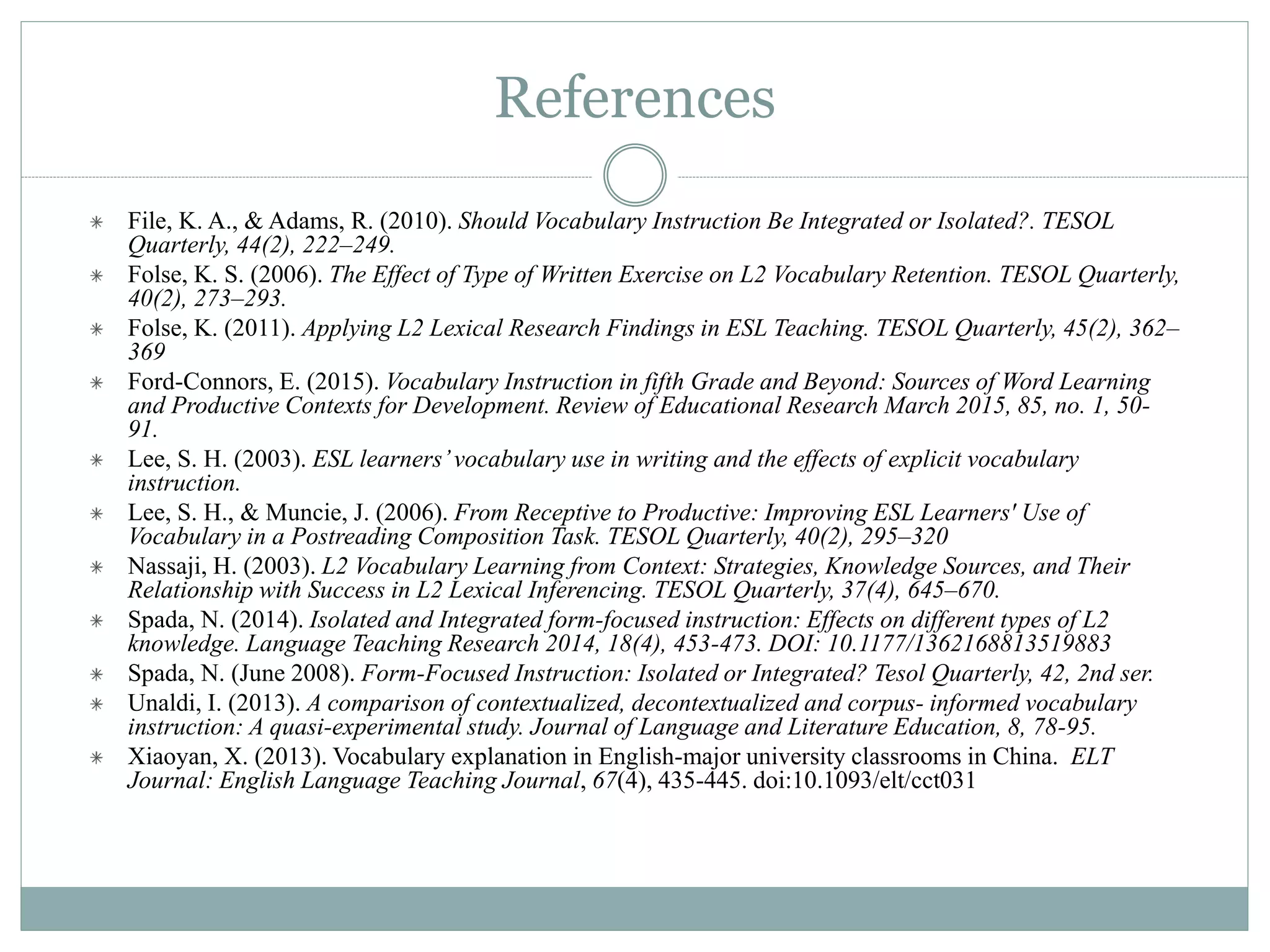 Which method, isolated or integrated, of teaching vocabulary is more ...